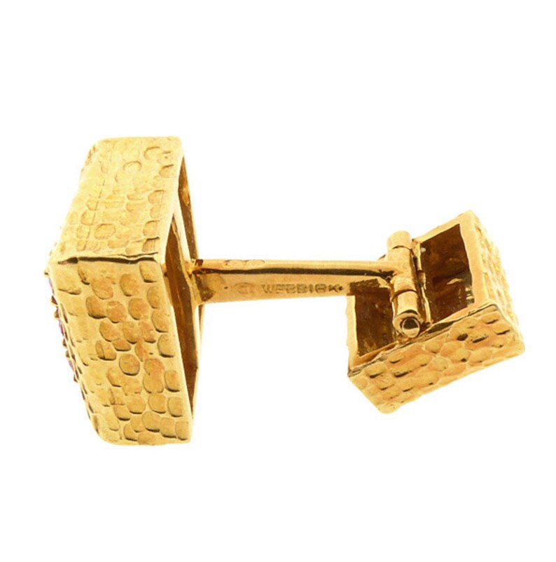 David Webb 18K Yellow Gold & Ruby Cufflinks - Etsy