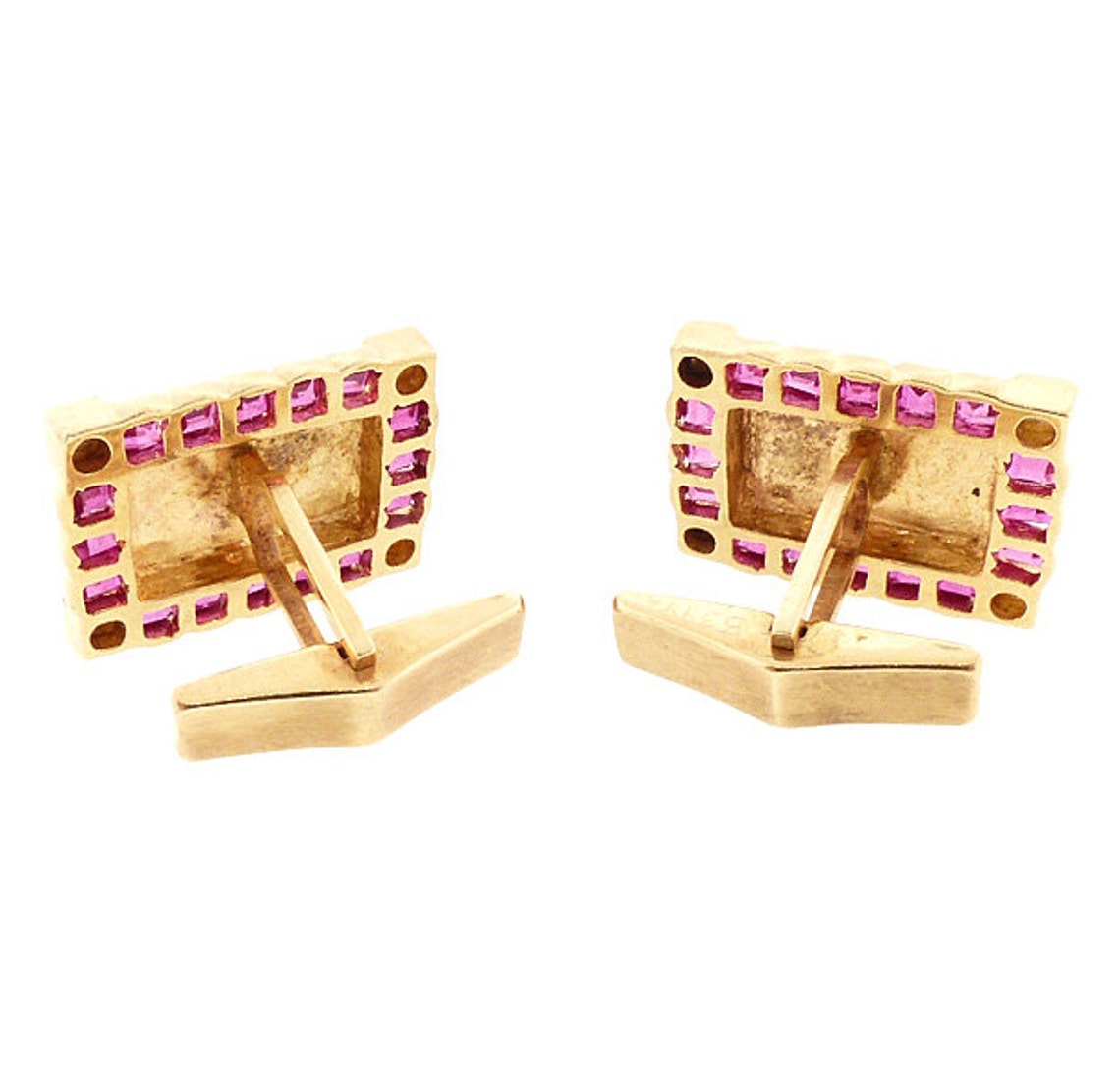 Vintage 14K Yellow Gold & Ruby Cufflinks - Etsy