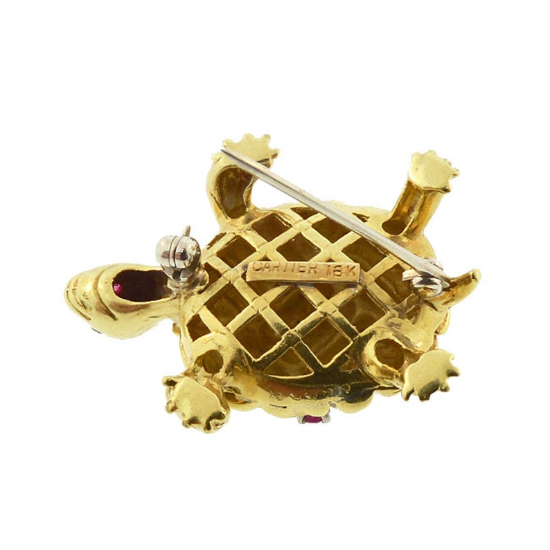 Cartier 18K Yellow Gold & Ruby Turtle Brooch - Etsy