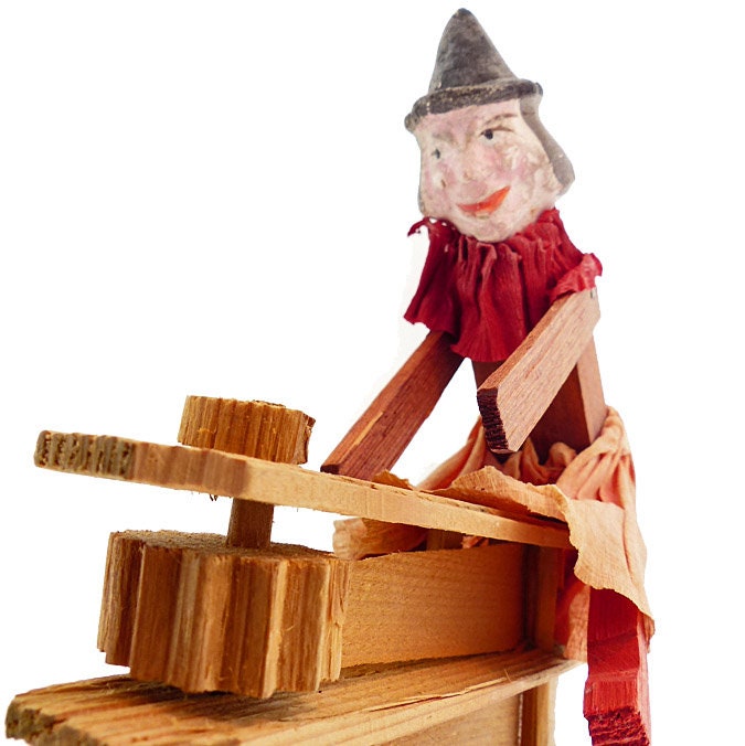 Vintage Halloween German Composition Witch Wooden Ratchet Noisemaker