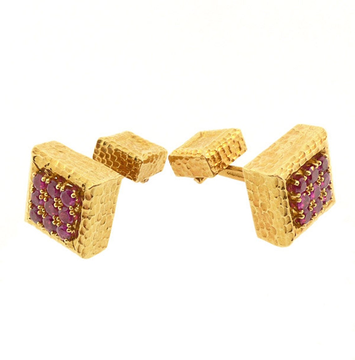 David Webb 18K Yellow Gold & Ruby Cufflinks - Etsy