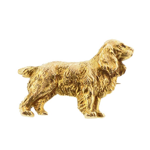 Vintage 14K Spaniel Dog Brooch