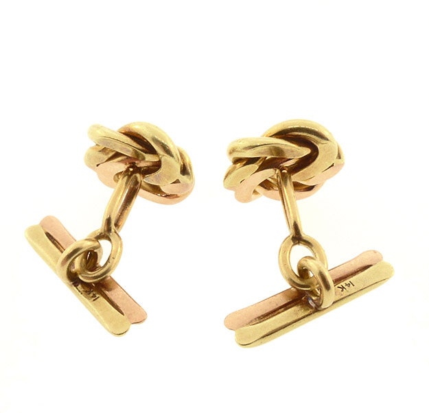 Retro 14K Yellow & Rose Gold Knot Cufflinks