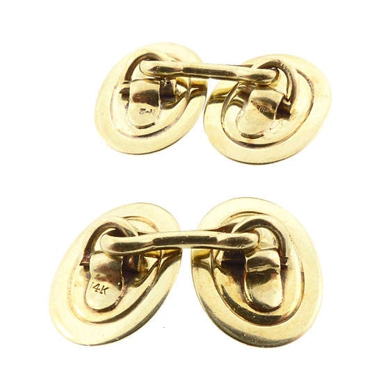 Sansbury & Nellis Art Deco 14K Gold Garnet Cufflinks
