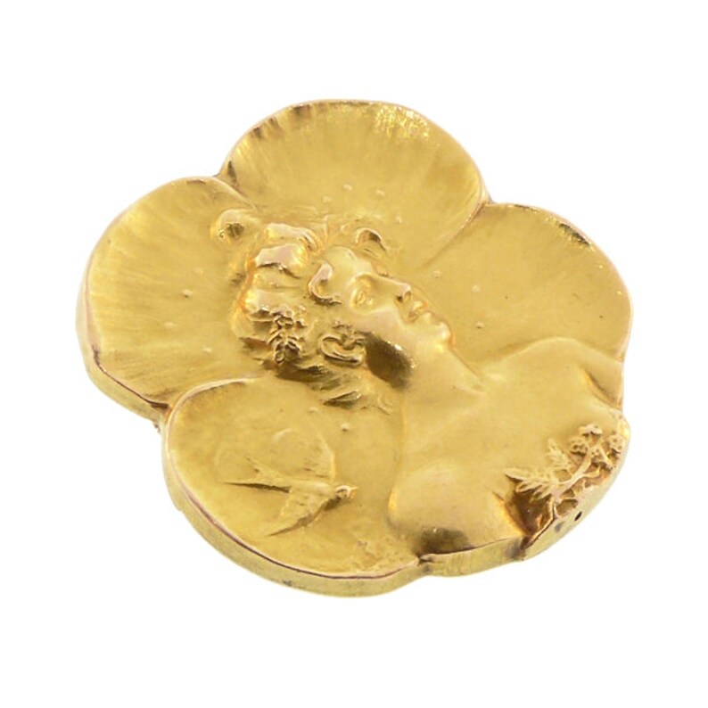 Armand Quenard 18K Gold Art Nouveau Poppy Lady Brooch - Etsy