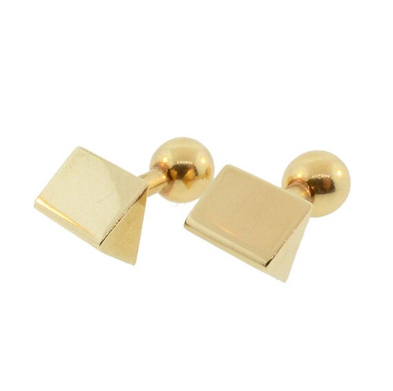 Louis Tamis & Sons Art Deco 14K Gold Barbell Cufflinks - Gem
