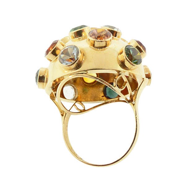 RESERVED Extra-Large H Stern 18K Gold Multicolored Gemstone Sputnik Ring