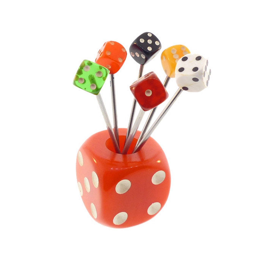 French Art Deco Bakelite Dice Cocktail Pick Set - Etsy