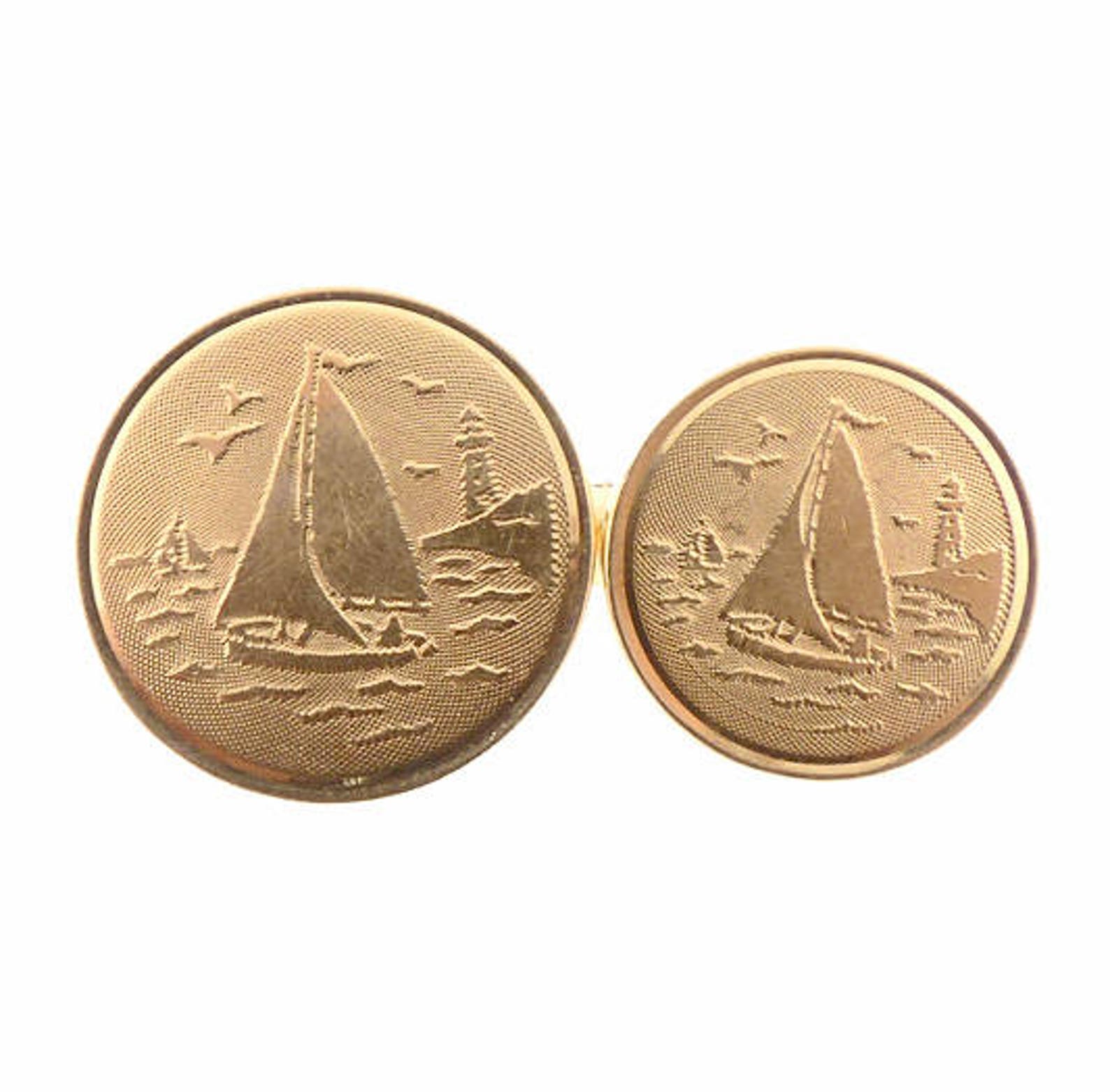 Art Deco Engine-turned Engraved 14K Gold Sailing Cufflinks - Etsy