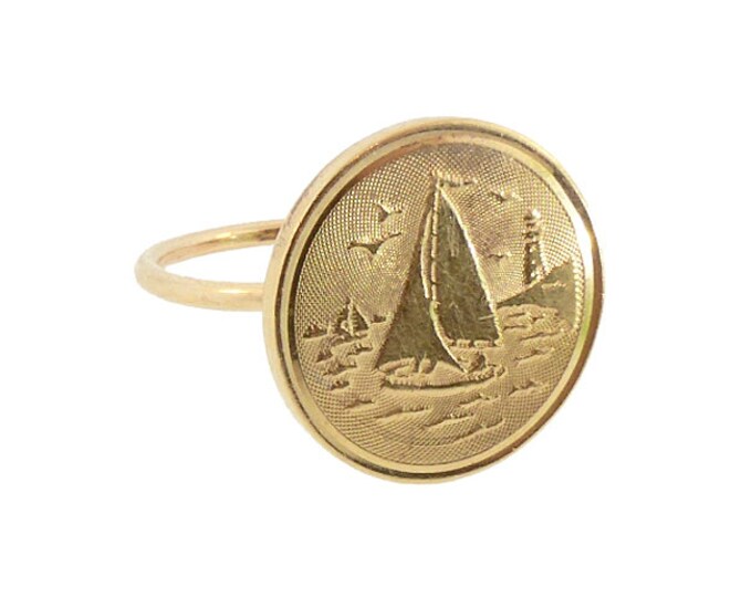 Edwardian 14K Gold Engine-turned Engraved Sailboat Conversion - Etsy