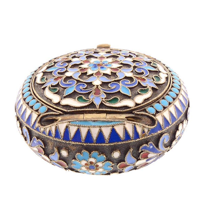 Imperial Russian Enameled Silver Patch Pill Box by Nicholai Alexeyev - Etsy