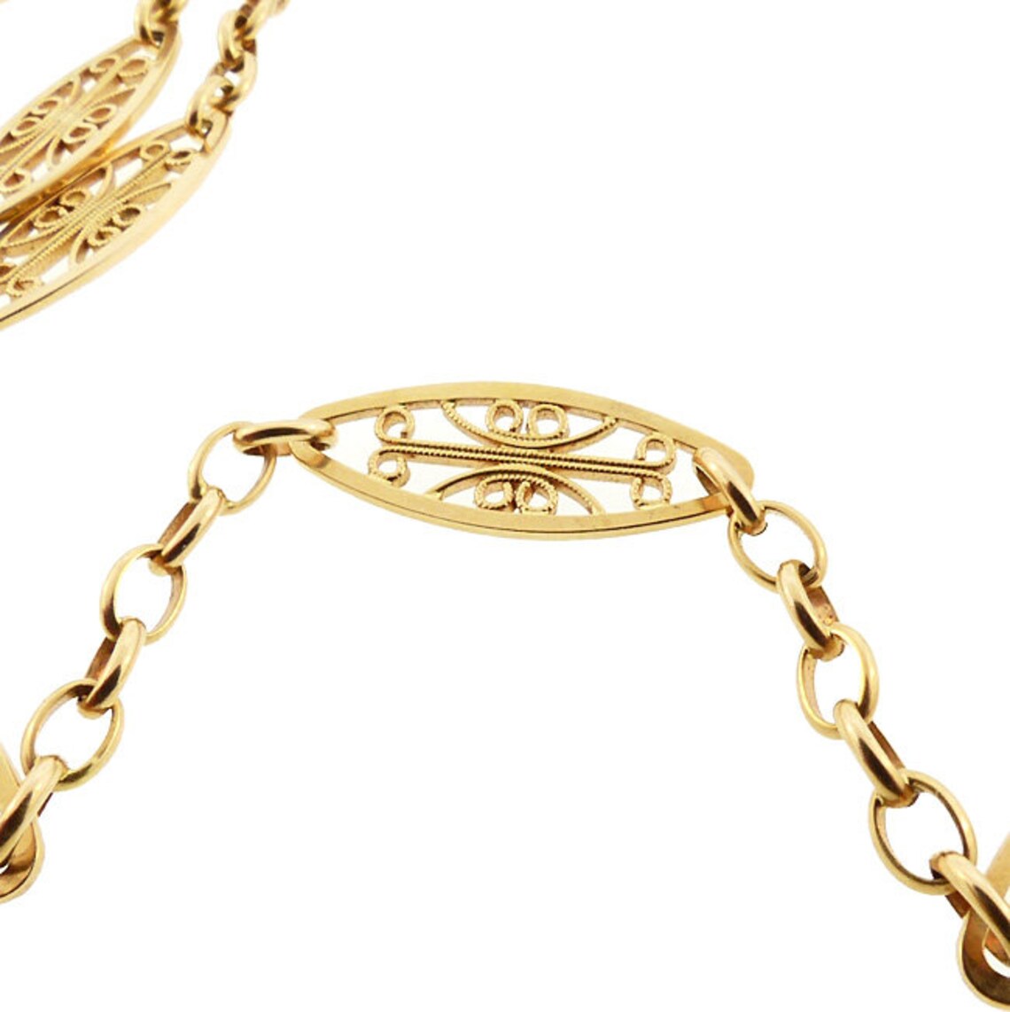 Victorian French 18K Gold Fancy Link 45-inch Long Chain Necklace - Etsy