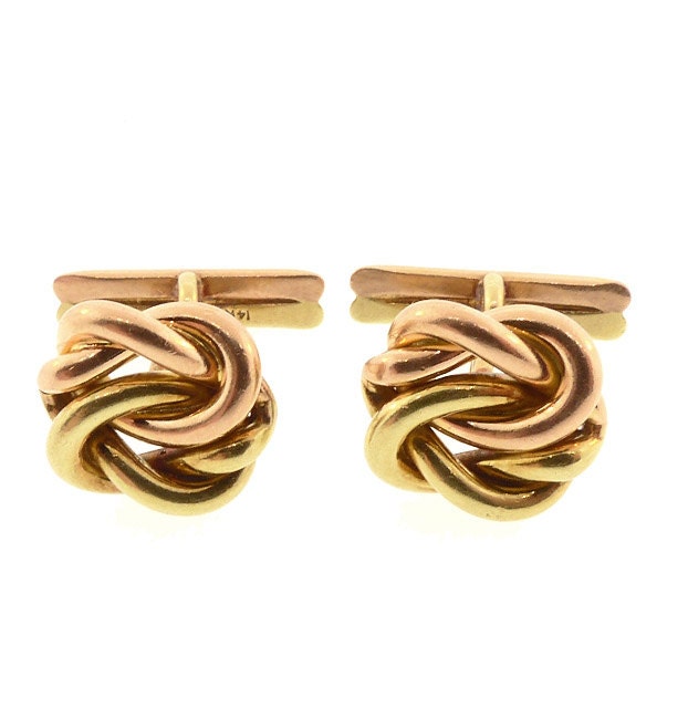 Retro 14K Yellow & Rose Gold Knot Cufflinks