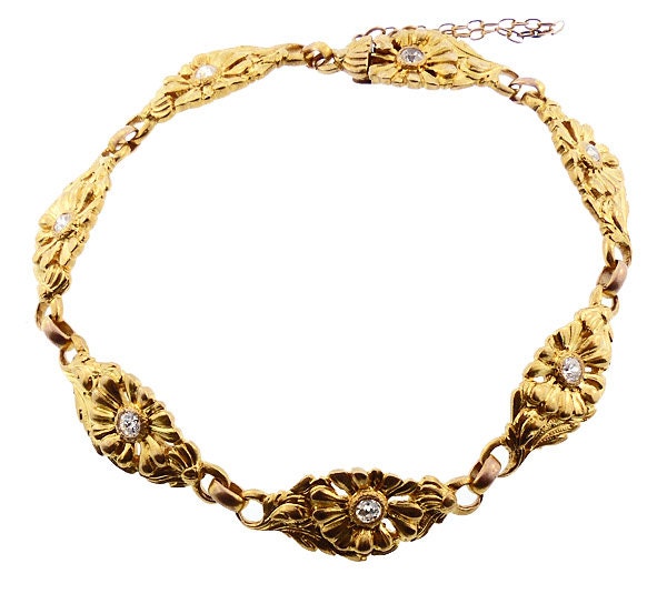 Art Nouveau 14K Gold & Diamond Bracelet Art Nouveau 14K Gold & Diamond Bracelet