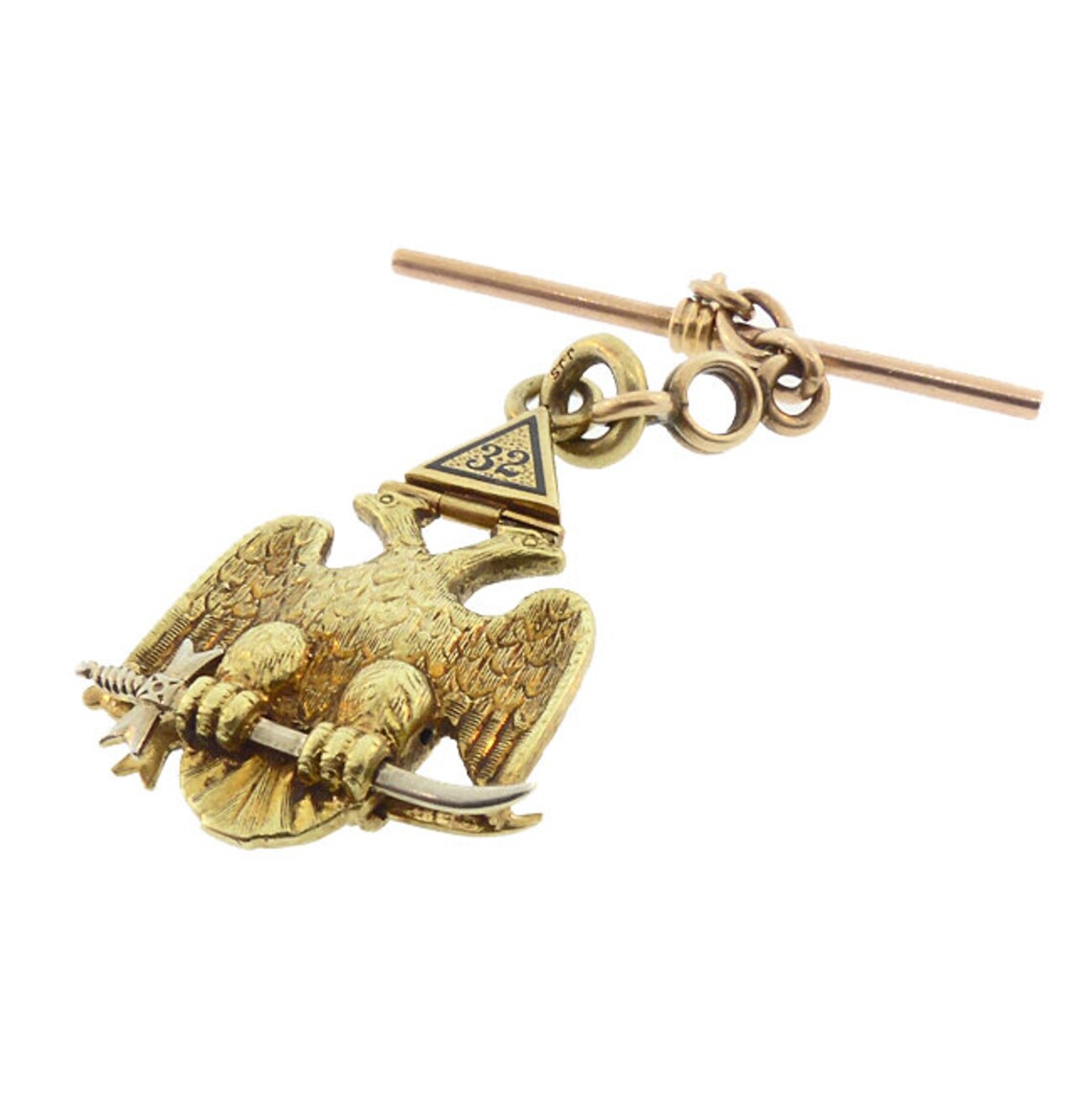 14K Gold, Platinum & Enamel 32nd Degree Masonic Fob - Etsy