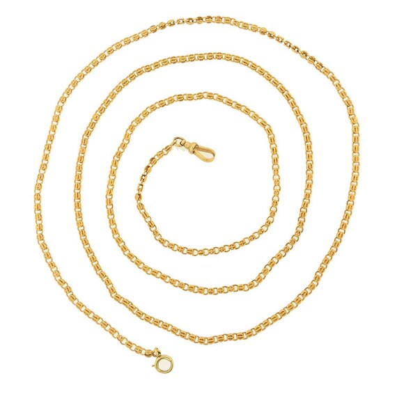 Heavy Victorian 18K Yellow Gold Fancy Link 46” Chain … - Gem