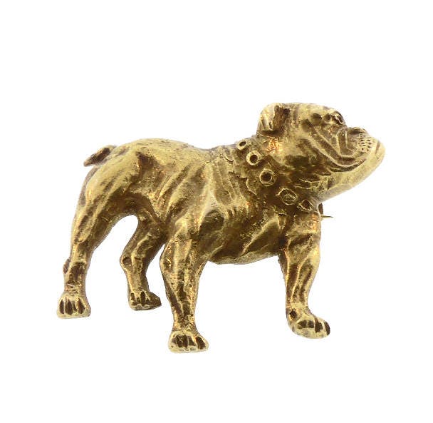 Victorian 14K Yellow Gold English Bulldog Pin