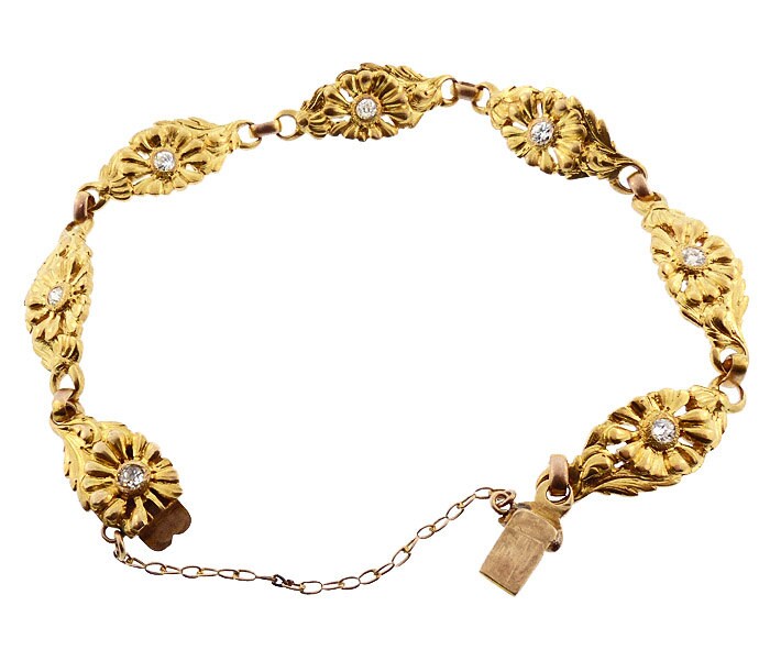 Art Nouveau 14K Gold & Diamond Bracelet Art Nouveau 14K Gold & Diamond Bracelet