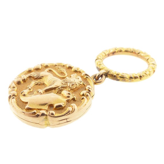 Victorian 14K Gold Lion Rampant Locket - Gem