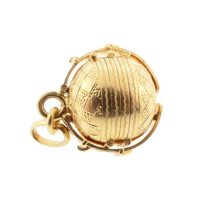 19K Yellow Gold Accordian-Fold Ball Locket