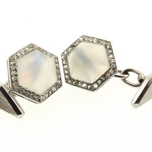 French Art Deco Platinum Moonstone & Diamond Cufflinks - Etsy