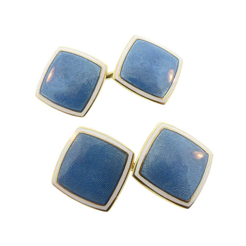 Art Deco Carrington 14K Gold Champleve Enamel Cufflinks - Etsy