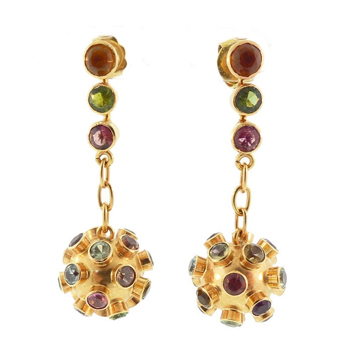 H Stern Sputnik 18K Gold & Multicolored Gemstone Drop Earrings - Etsy