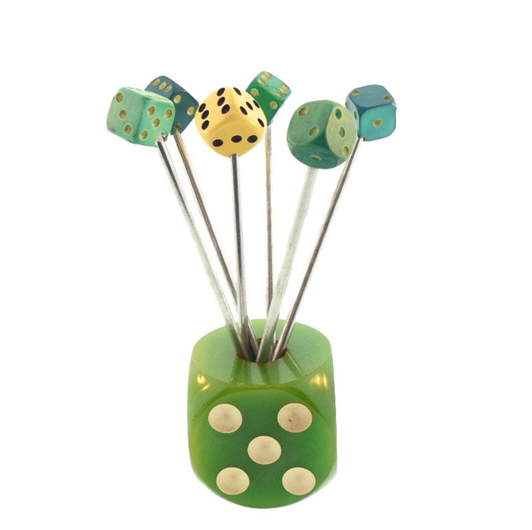 French Art Deco Bakelite Dice Cocktail Pick Set - Etsy