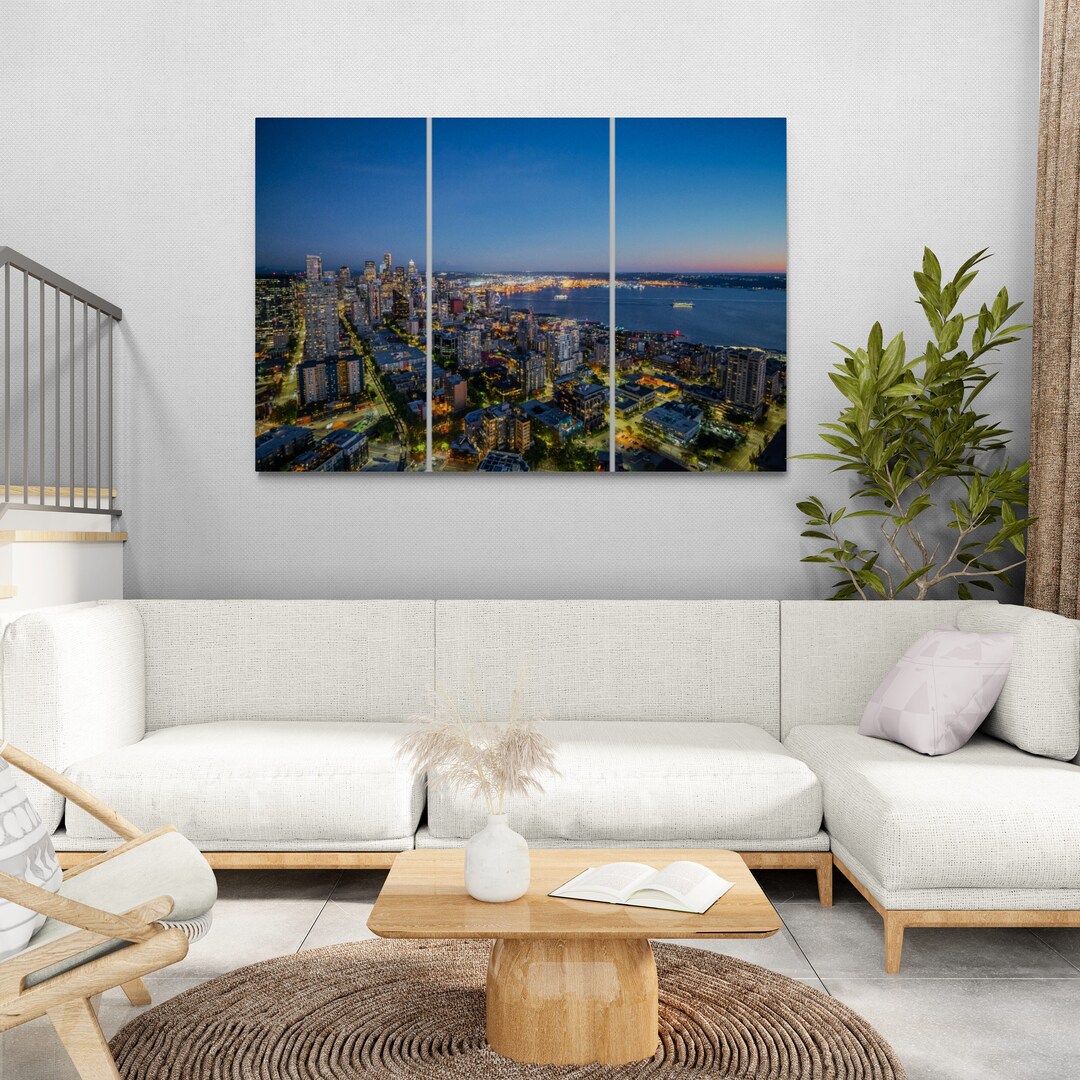 Seattle Landscape Photography, Washington Print, Nighttime Cityscape ...
