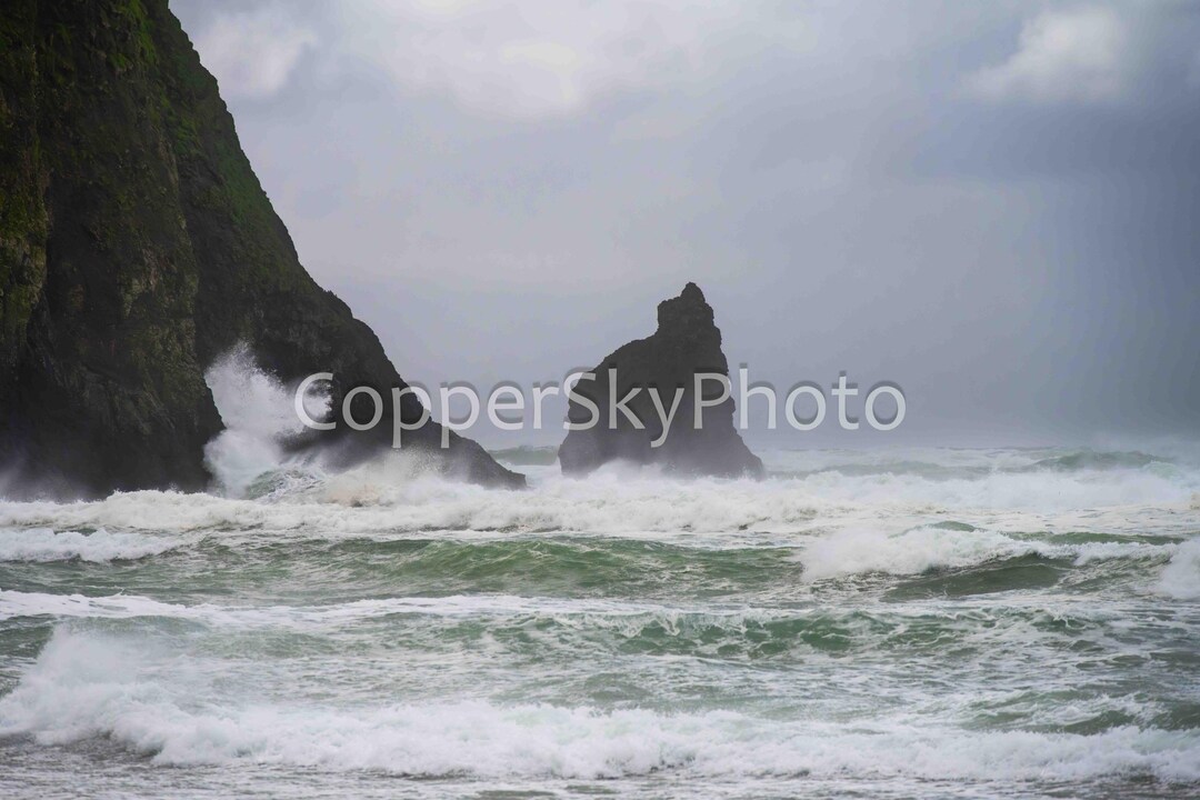 Cannon Beach Wall Art, Oregon Coast Landscape, Stormy Dramatic Skies ...