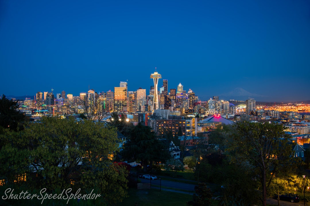 Seattle Landscape Photography, Washington Wall Art, Nighttime Cityscape ...