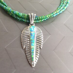 Opal Feather Pendant Necklace - Etsy