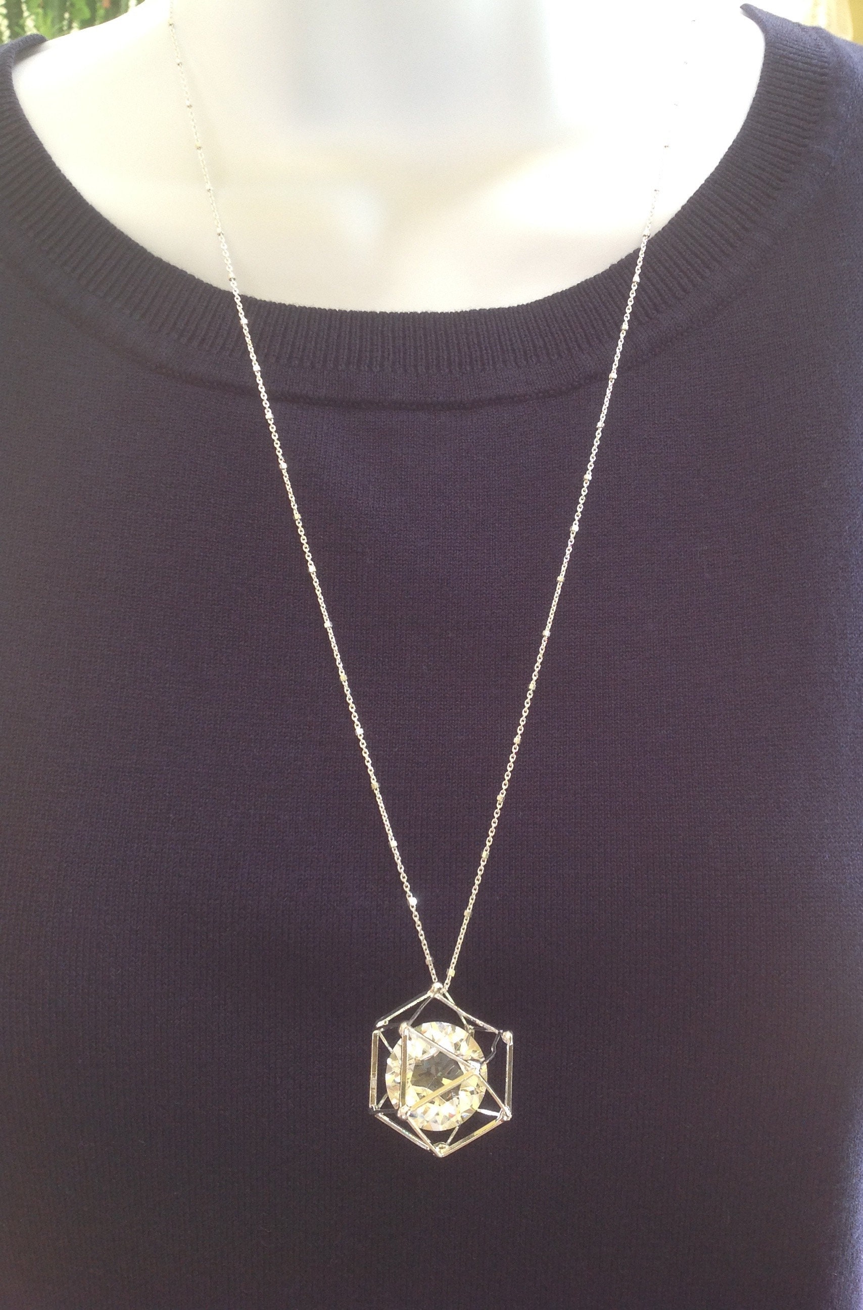 3D Polygon Pendant Necklace - Etsy