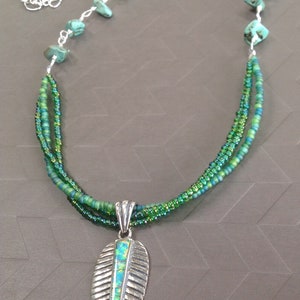 Opal Feather Pendant Necklace - Etsy