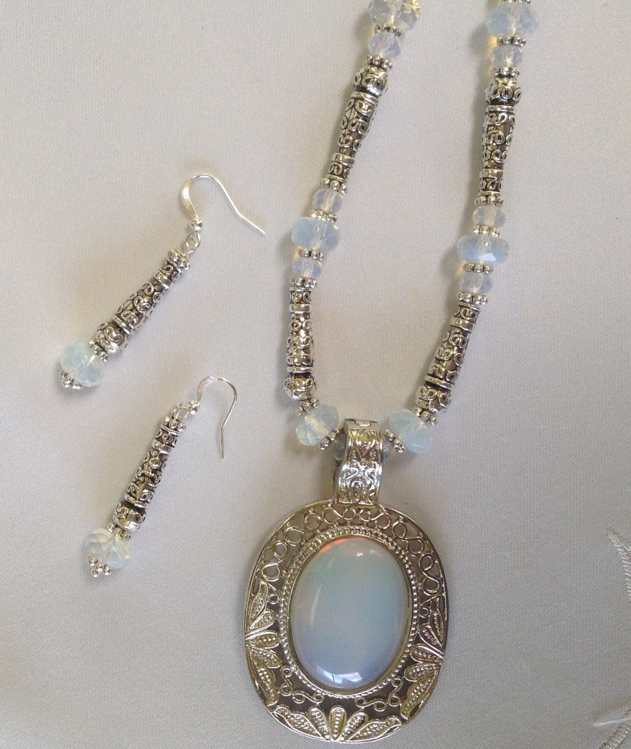 Moonstone Necklace and Earrings Set