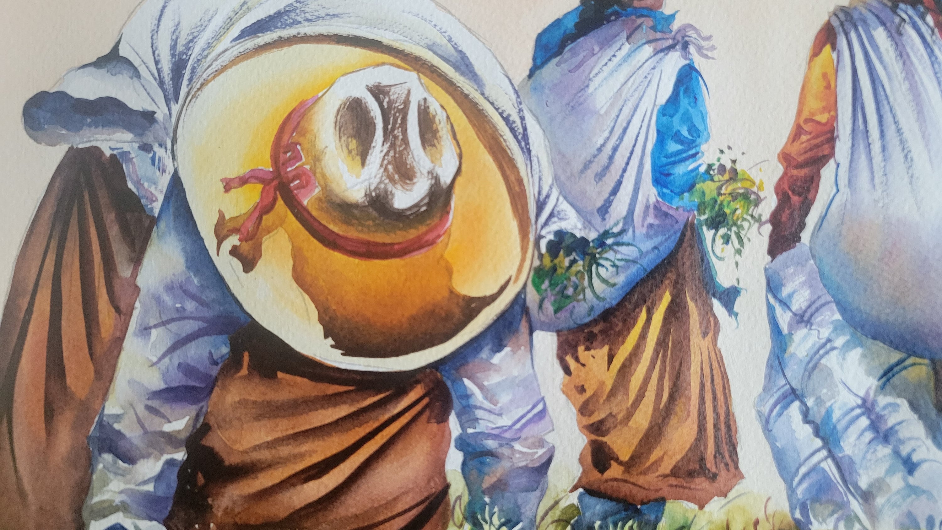 Peruvian Farmers Harvesting Potatoes, Watercolor Painting Original Peru ...