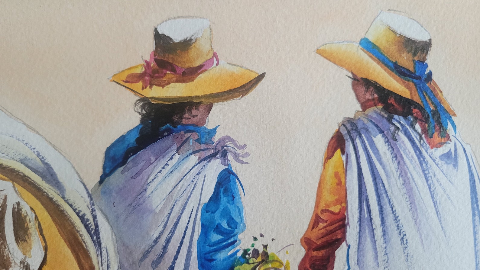 Peruvian Farmers Harvesting Potatoes, Watercolor Painting Original Peru ...