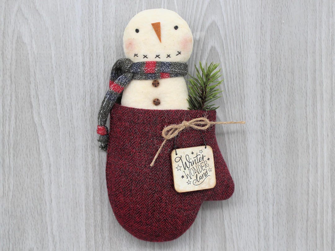 Primitive Snowman Mitten Ornament Country Farmhouse Christmas - Etsy