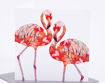 Flamingos Happy Birthday Greeting Card 2 per Pack - Etsy