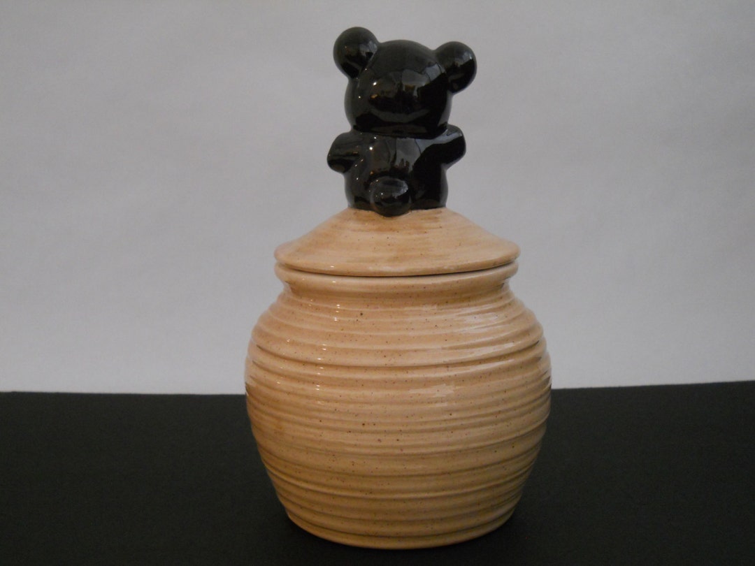 Handmade Ceramic Honey Pot: Black Bear Decor - Etsy