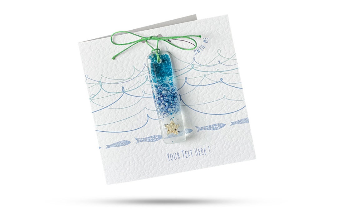CUSTOM Sea Foam Stick (waves and Fish) - Greeting Card With Fused Glass ...