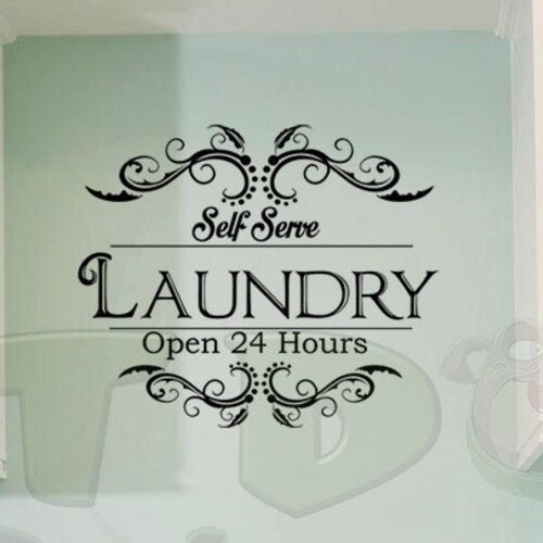 LAUNDRY Room Door Decal Self Service Laundry Open 24 Hours - Etsy