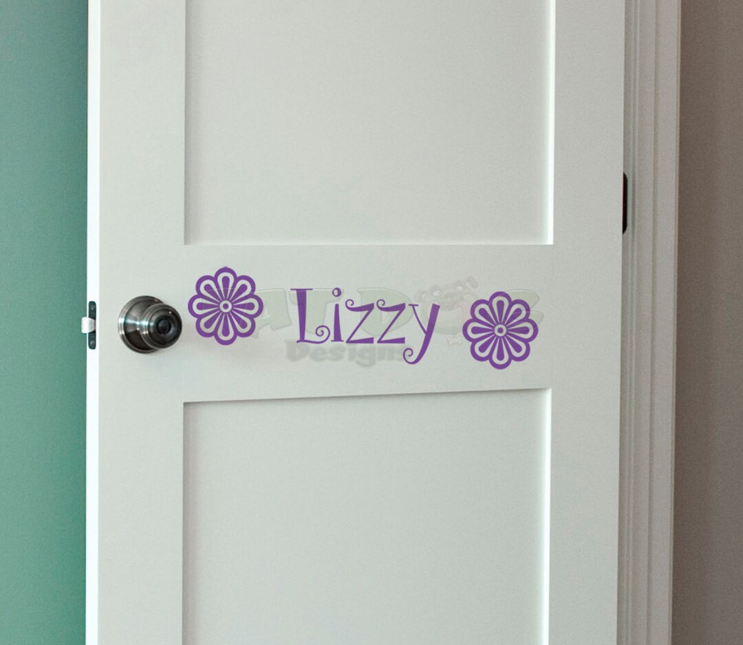 Girl's Personalized Flower Name Decal, Girls Door Sign, Girl Name ...