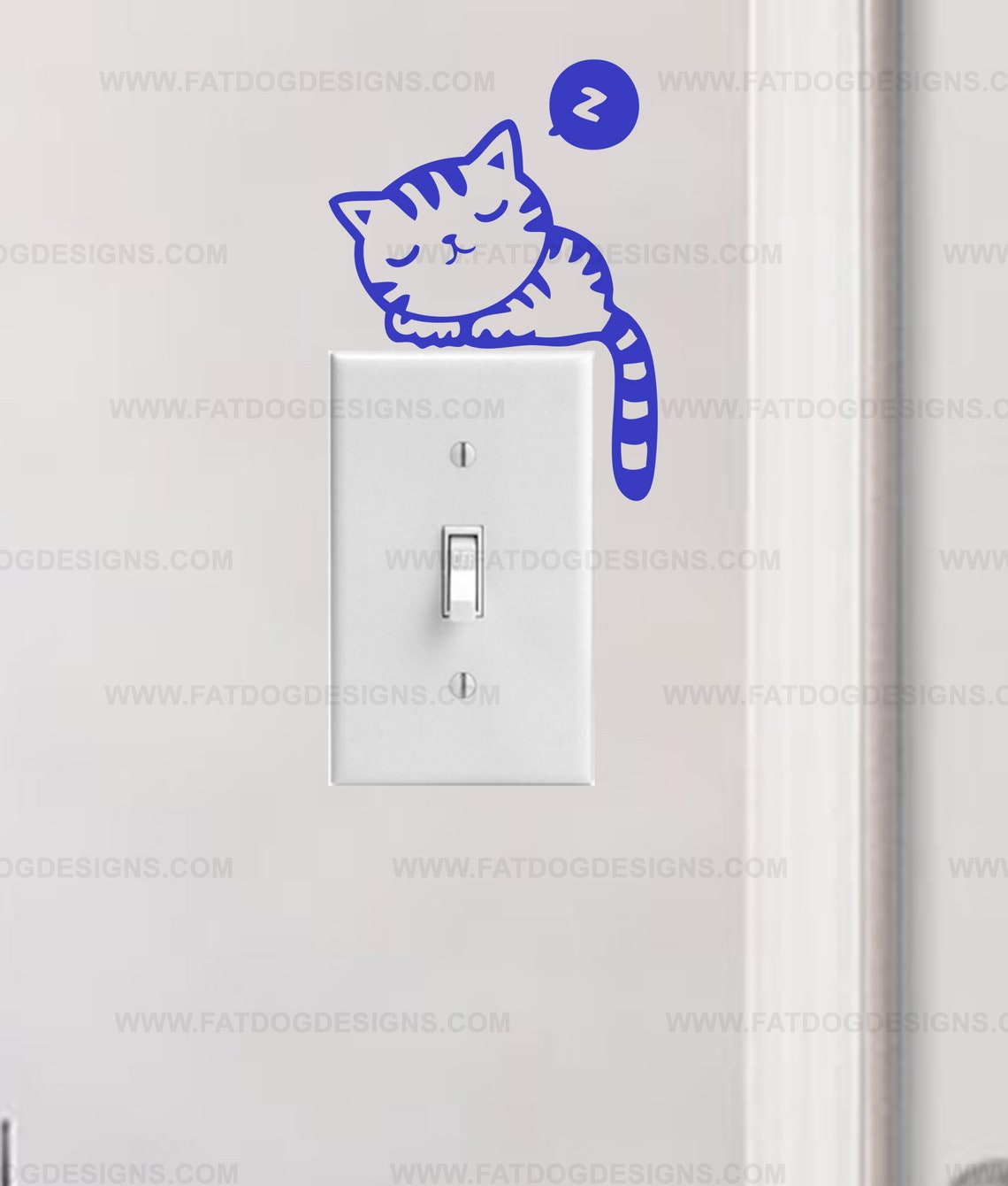 Adorable Sleepy Kitty Cat Light Switch and Electric Outlet Removable ...