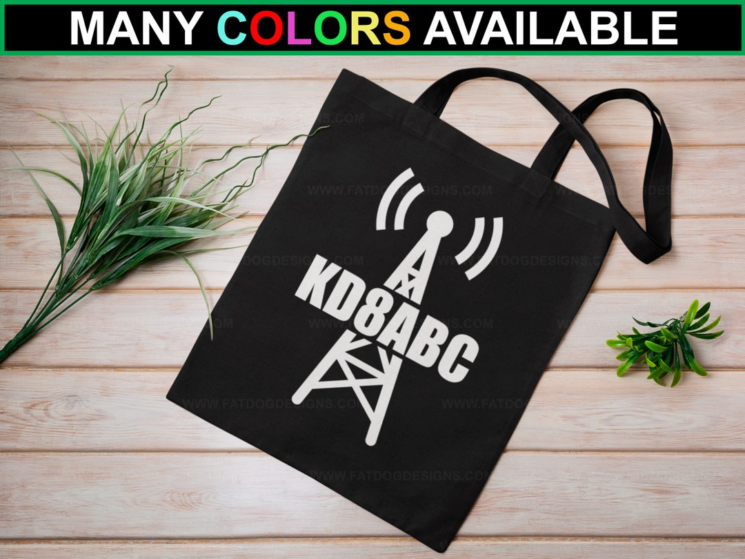 Ham Radio Callsign With Tower Custom Tote Bag - Custom Call Sign ...