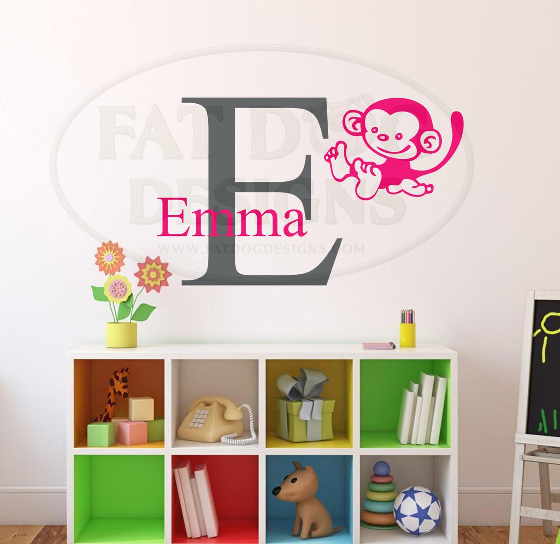 Monkey Name & Monogram Custom Vinyl Decal Decal for Wall - Etsy