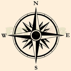 Compass Removable Vinyl Decal - Nautical Decor, Compass Rose, Ocean ...
