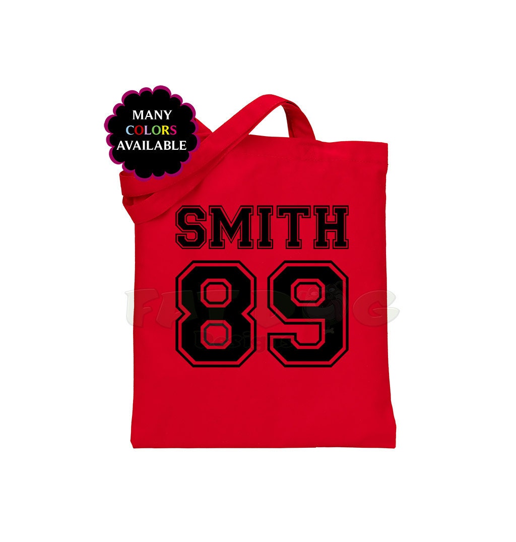 Varsity Style Number and Name Custom Tote Bag Gym Bag - Etsy