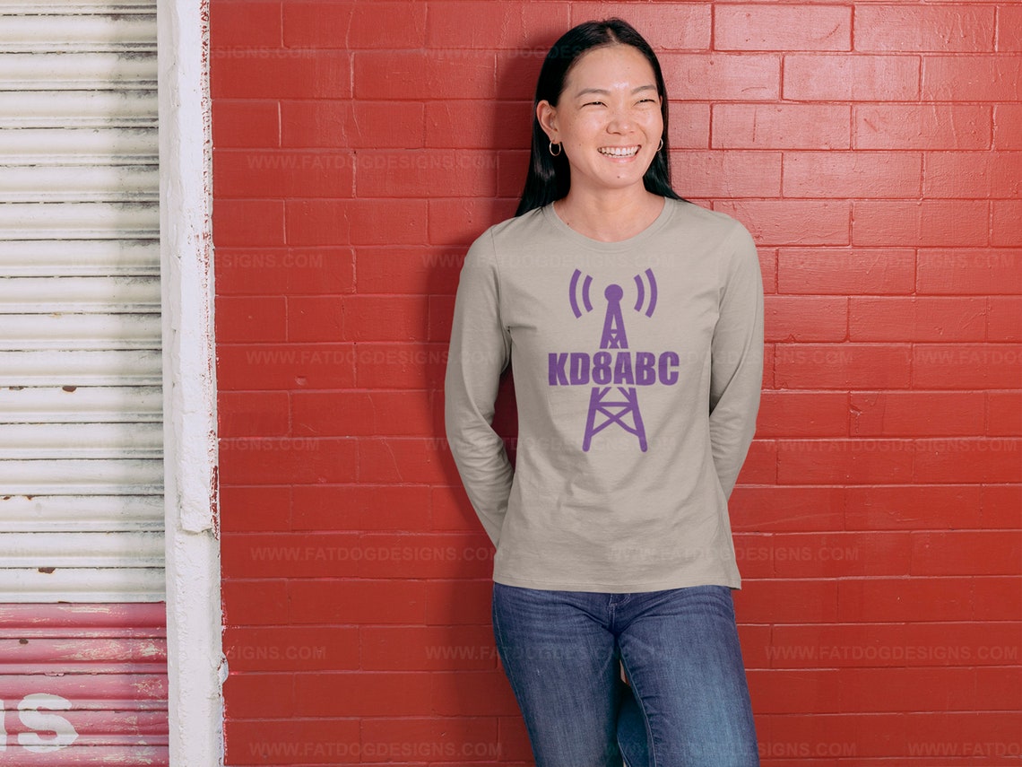 Ham Radio Amateur Radio Radio Tower With Call Sign Long-sleeved T-shirt ...