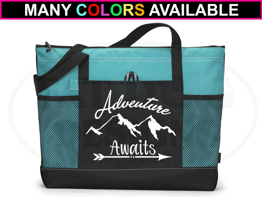 Adventure Awaits Custom Zippered Tote Bag - Etsy
